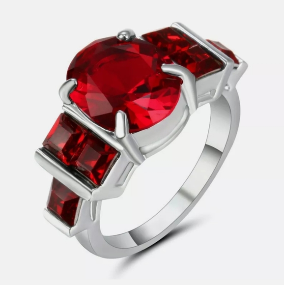 Jewelry | New Huge Ruby White Gold Ring | Poshmark